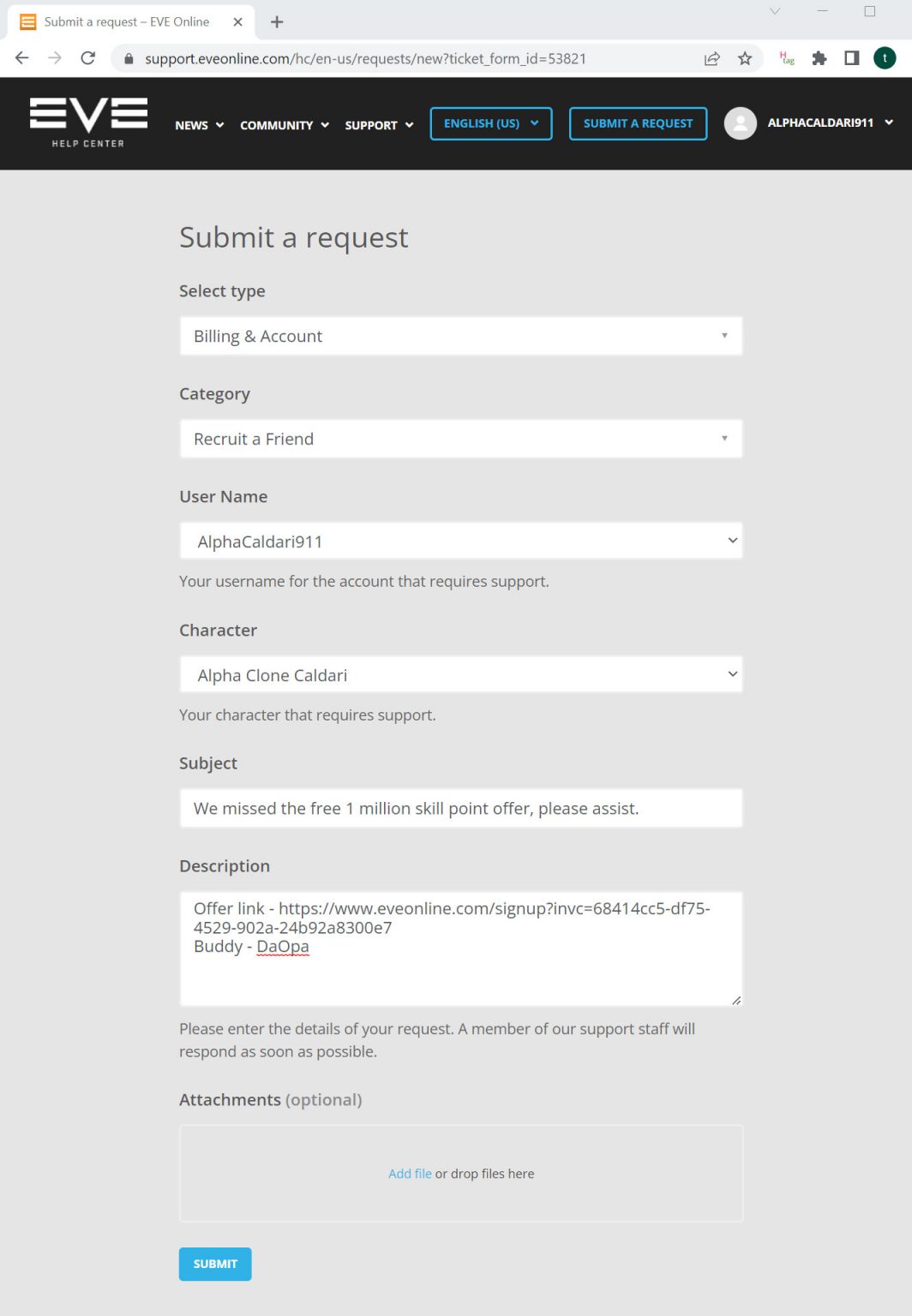 EVE Online How to retroactively get the free 1 million skill point offer