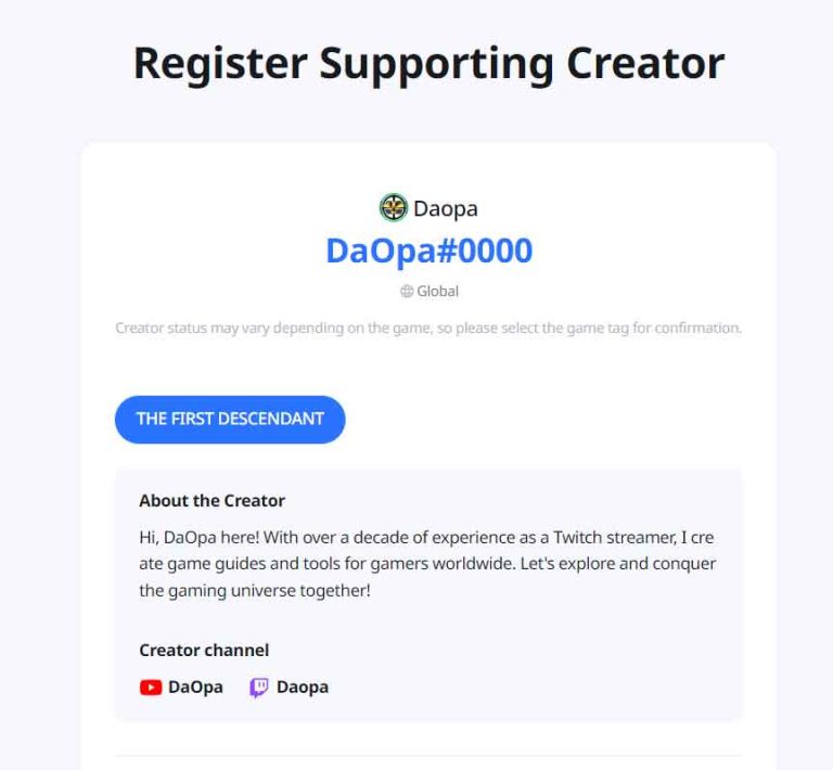 The First Descendant - Nexon Creator Code: DaOpa#0000